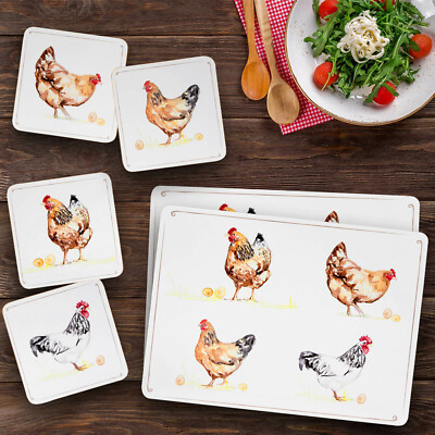 Chicken Themed Kitchen Accessories Cork Placemats Coasters Dinner ...