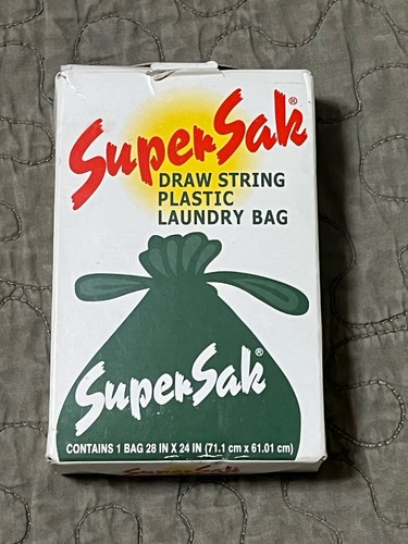 VINTAGE NOS NEW Super Sak Drawstring Reusable Plastic Bag 28”x24” | eBay