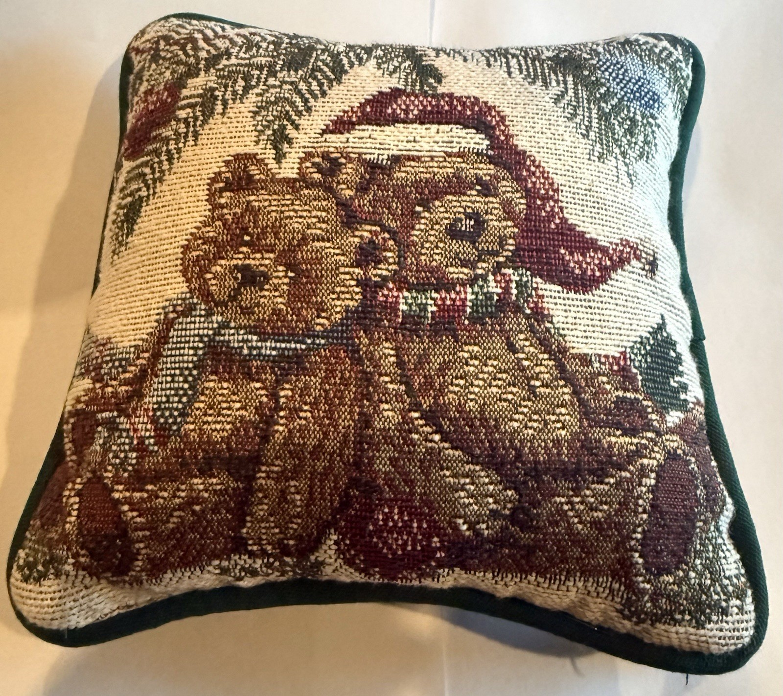 vintage christmas decor Santa bear needlepoint throw pillow made in usa ...
