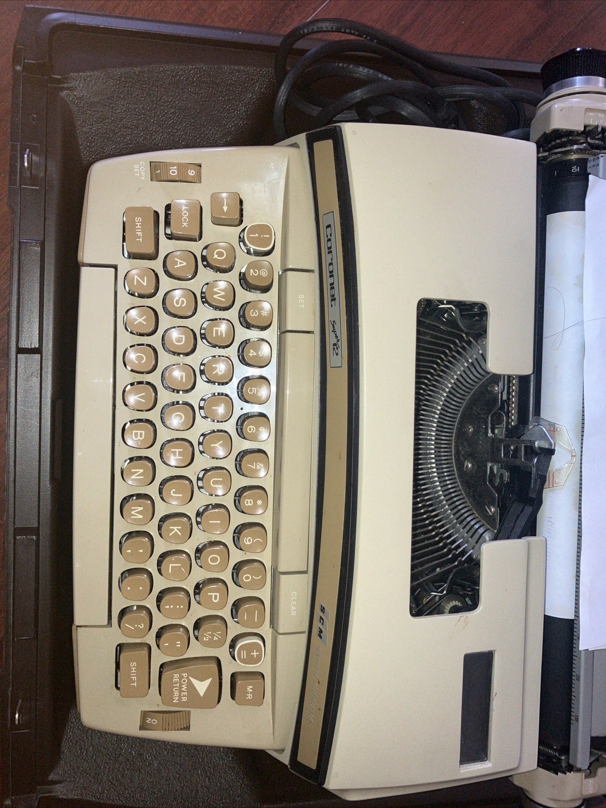Smith Corona Coronet Super 12 Model 6E Electric Typewriter Beige W Case ...