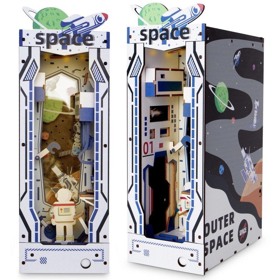 DIY SPACE Book Nook Kit 3D Wooden Puzzle Bookshelf Insert with LED ...