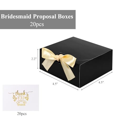20PCS Small Gift Boxes, 4.5" x 4.5" x 2.2" Black Gift Boxes with Black ...