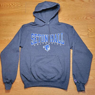 SETON HALL UNIVERSITY CHAMPION HOODIE SWEATSHIRT EMBROIDERED SIZE SMALL ...