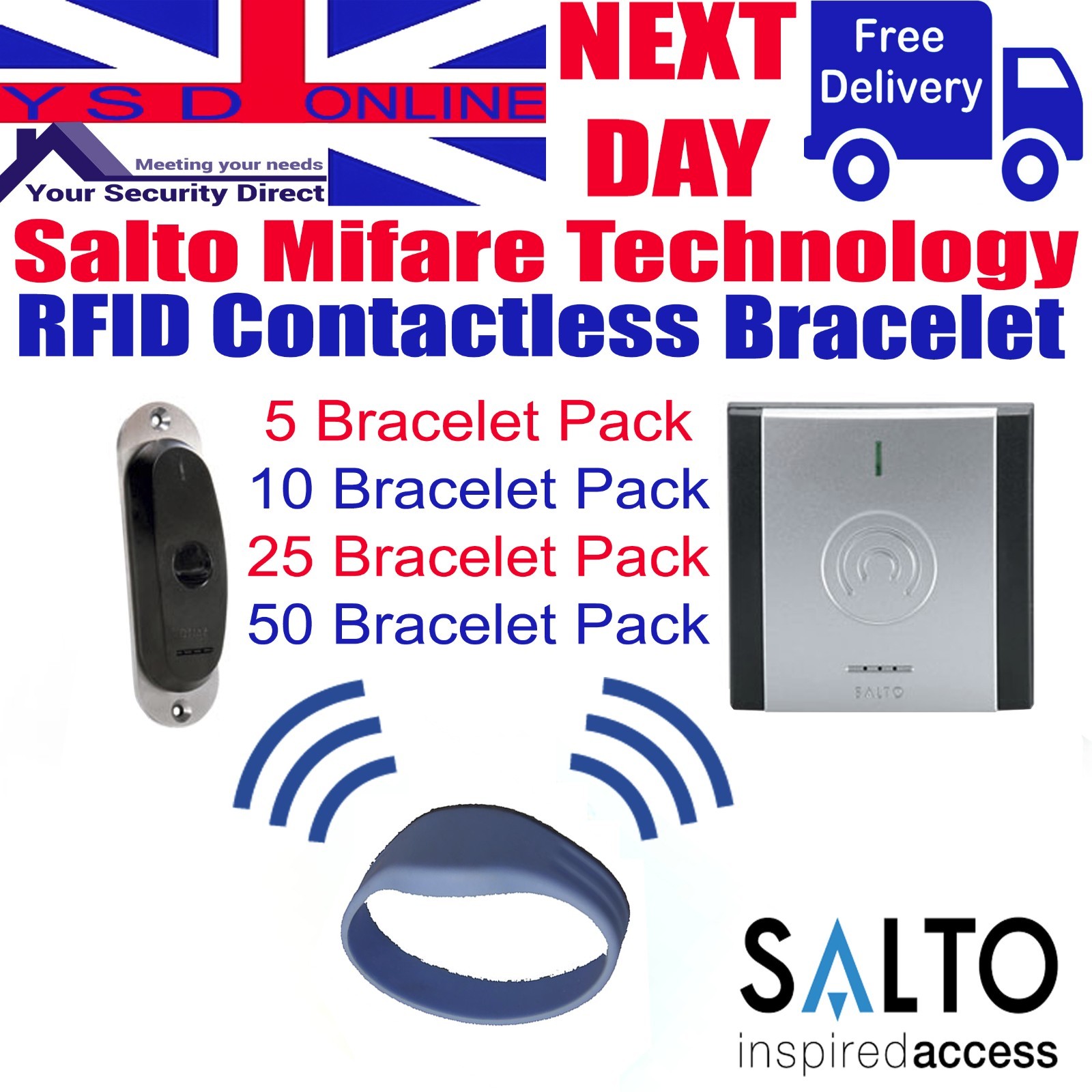 Salto Access Control Bracelet 1kb Pack Of 5 - 10 - 25 - 50 - 100 RFID ...