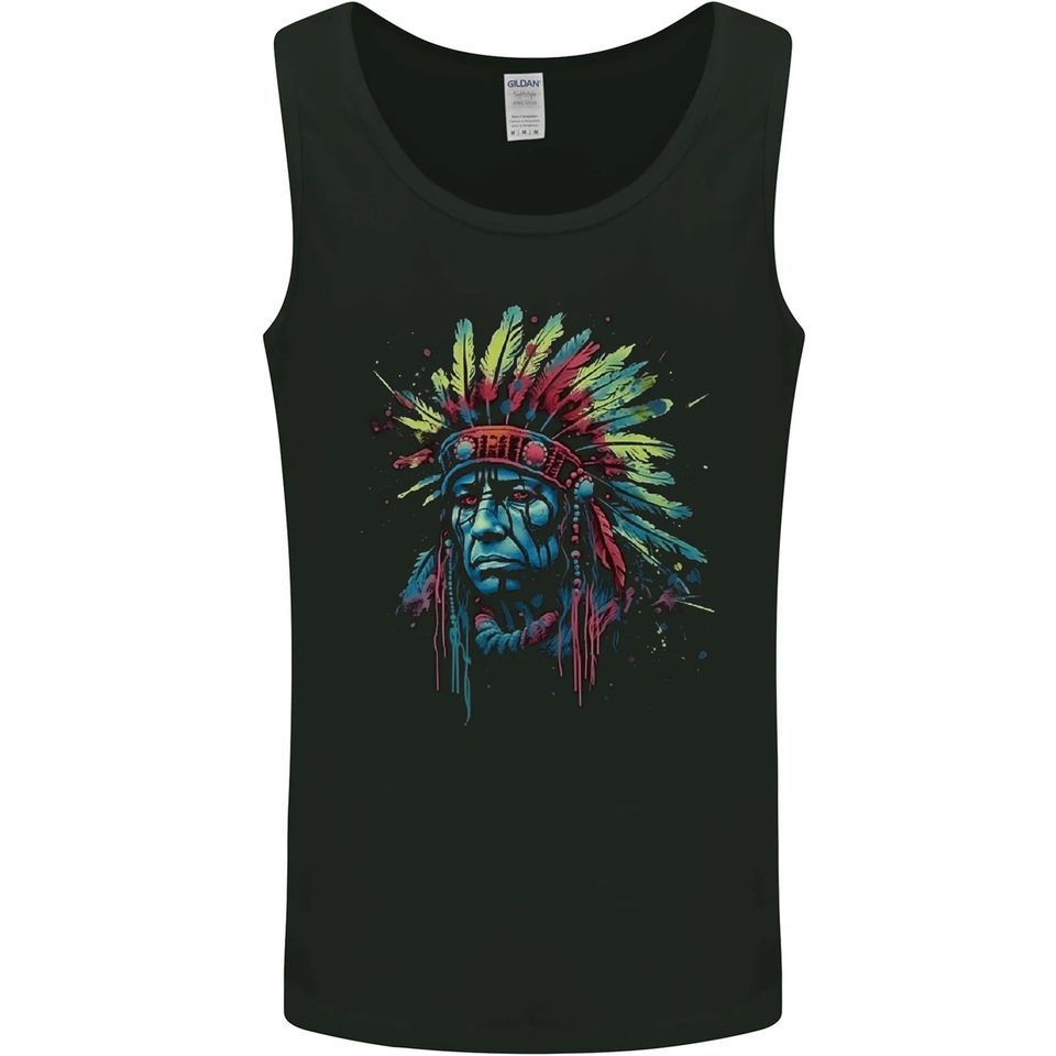 Native American Demon Indian Biker Mens Vest Tank Top | eBay