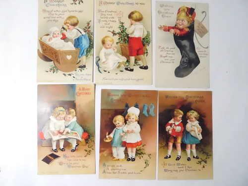 6 Ellen H. Clapsaddle Christmas Postcards-Small Children 1890's | eBay