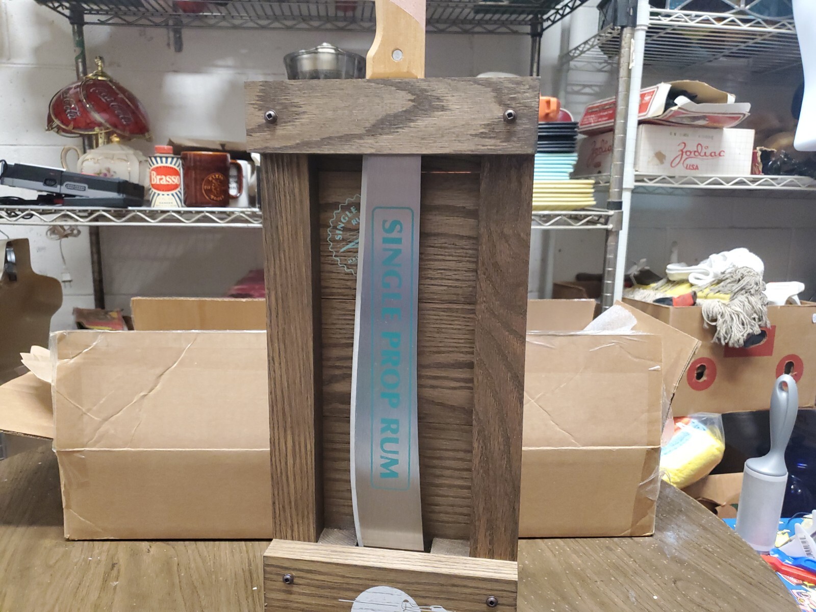 SINGLE Prop Rum coconut water Wall Sign Tray Man Cave machete in a box ...