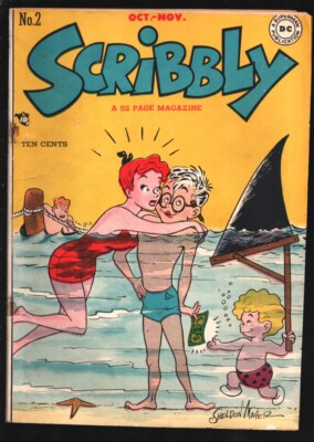 Scribbly Comics #2 1948-DC--Sheldon Mayer art & humor-Shark pranks ...