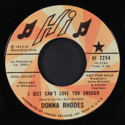 DONNA RHODES: i just can't love you enough / where's your love been HI ...