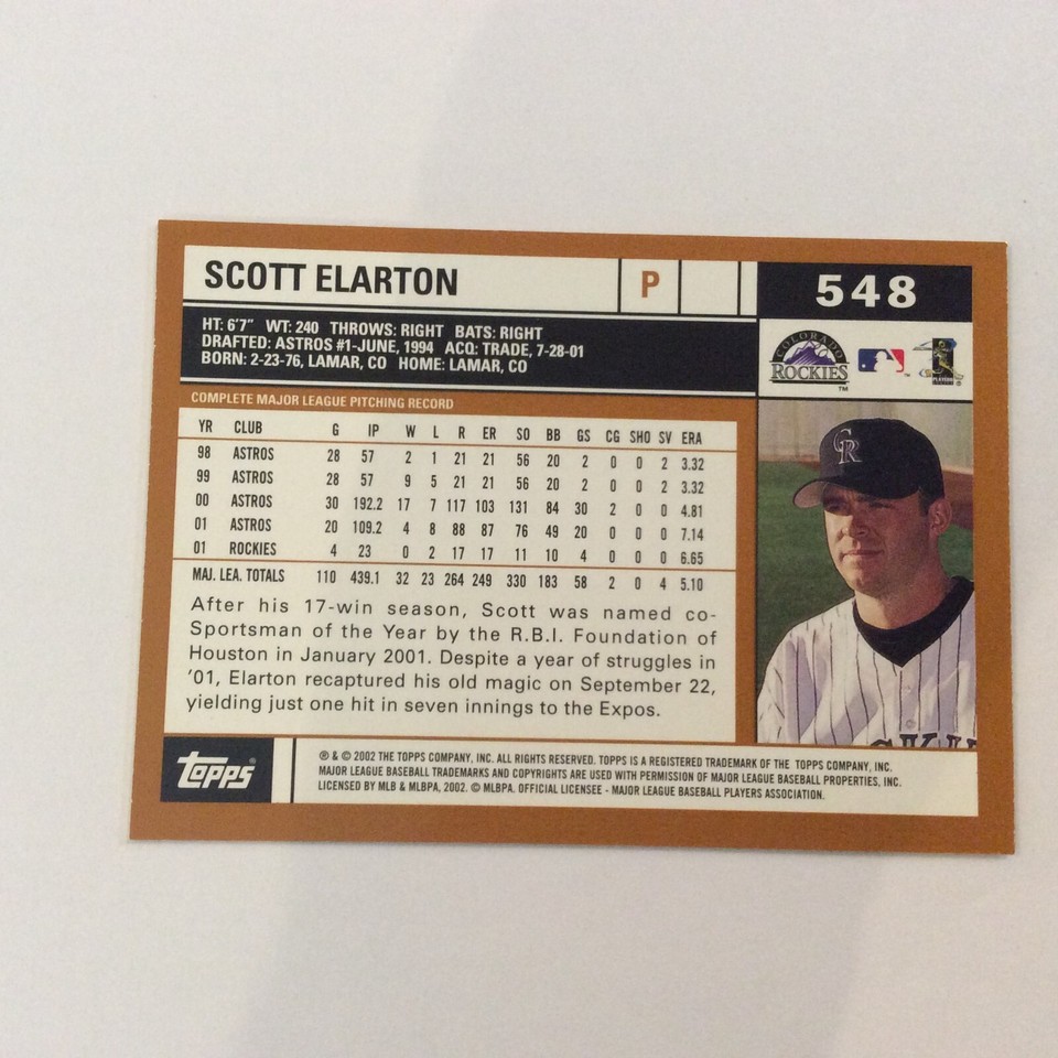 2002 Topps #548 Scott Elarton Colorado Rockies | eBay