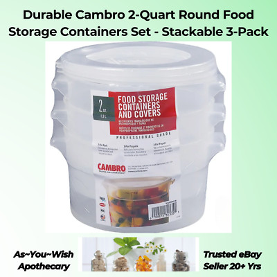 Durable Cambro 2-Quart Round Food Storage Containers Set - Stackable 3 ...