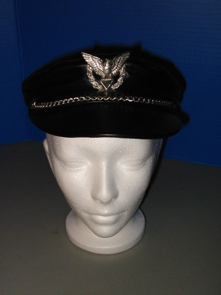 Harley Davidson Leather Motorcycle Hat Size Large Eag… - Gem