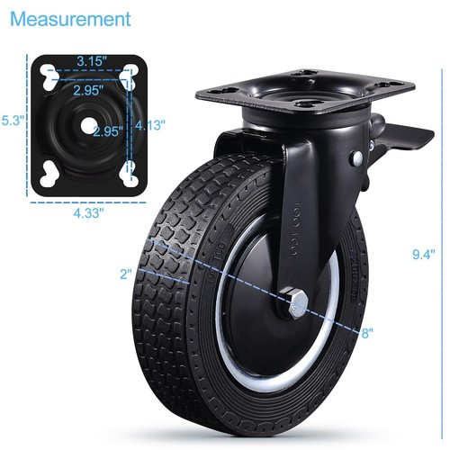 Heavy Duty 8 Inch Caster Wheels Set of 4 Industrial Swivel Locking ...