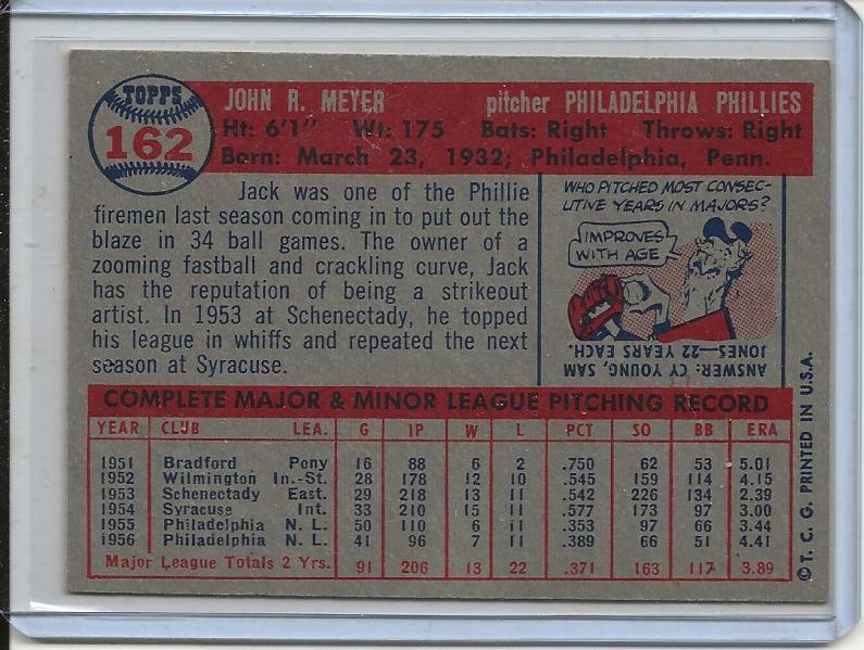 1957 Topps - Jack Meyer #162 for sale online | eBay