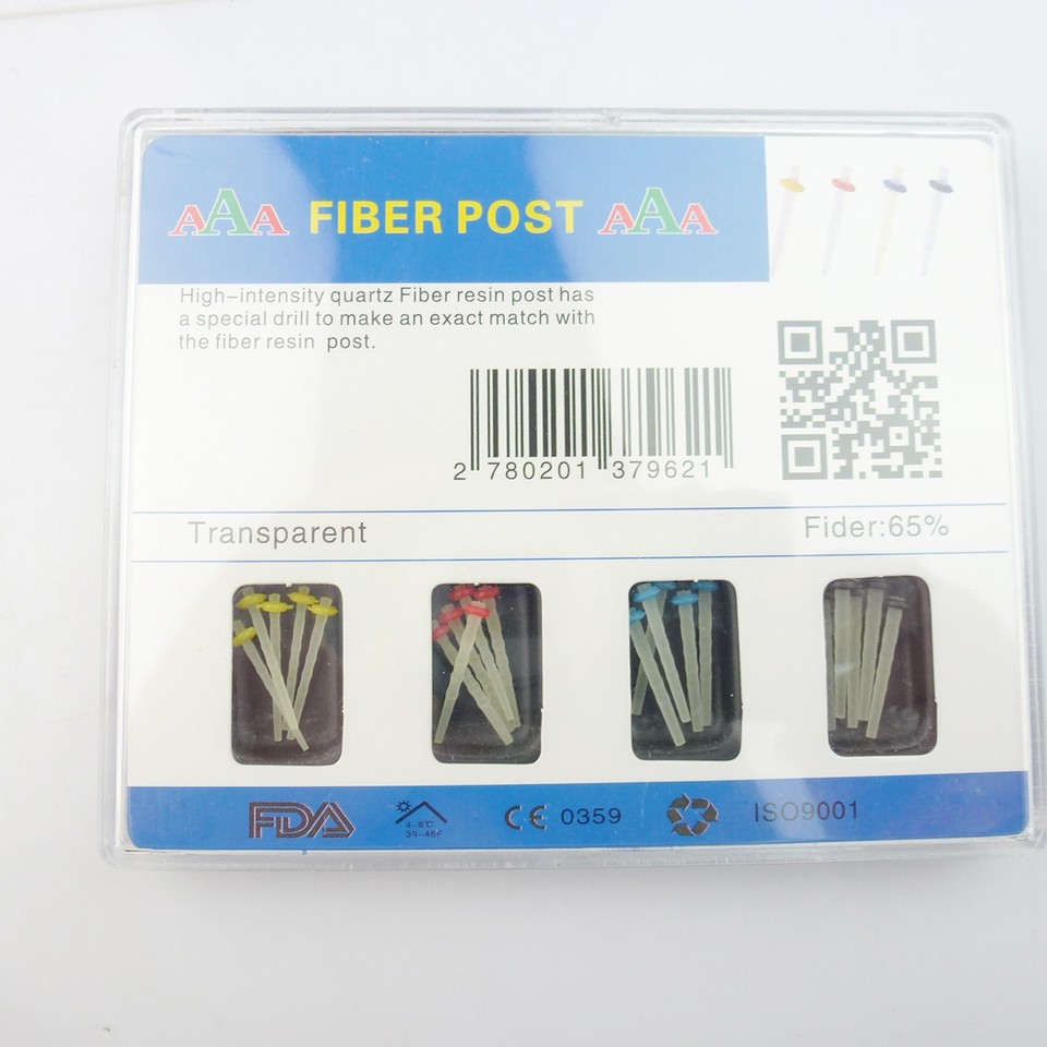 20Pc Dental Endo Fiber Posts Quartz root canal pins Resin Glass Screw ...