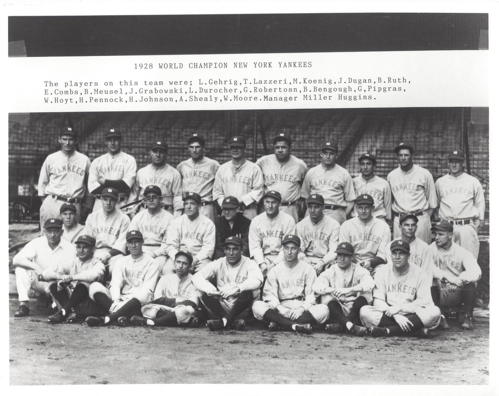 1928 NEW YORK YANKEES 8X10 TEAM PHOTO BASEBALL MLB PICTURE NY WORLD ...