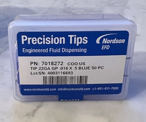 Precision Tips Nordson EFD 7018272 22GA .016x.5 Blue 50 Pcs | eBay