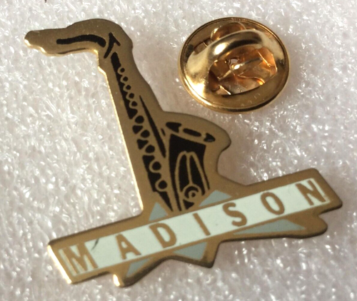 pin's lapel pins vintage MADISON MUSIC SAXO doré | eBay