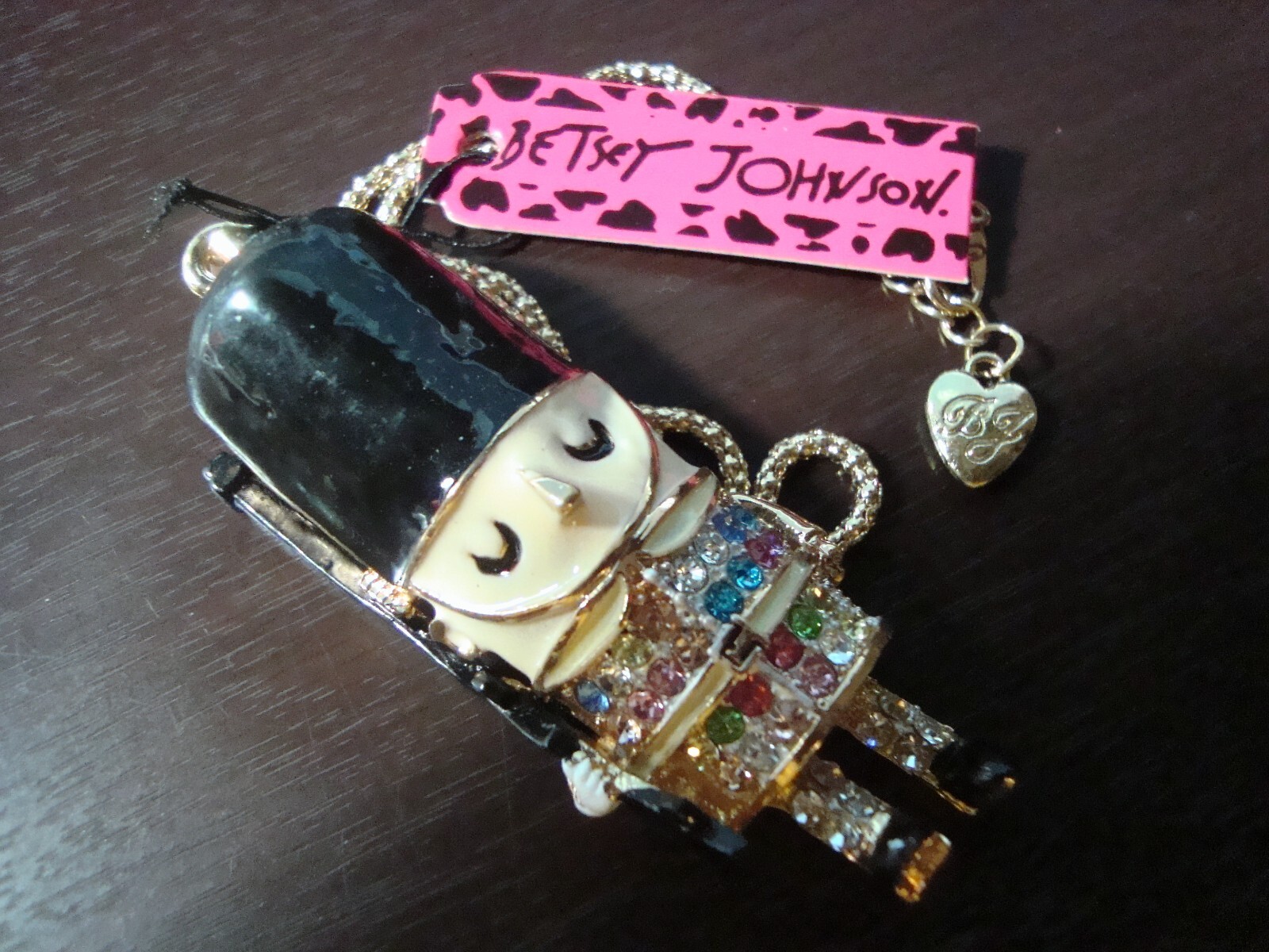 Betsey Johnson shining crystal SOLDIER pendant necklace, alloy, 27inch ...