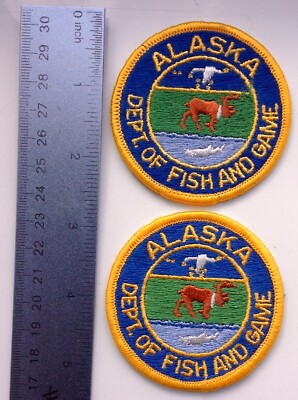 2 x Obsolete vintage American US USA Alaska Fish & Game Police patches ...