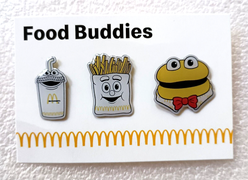 McDonald's Restaurants Combo Food Buddies Employee Award 3 Pin Set NOS ...