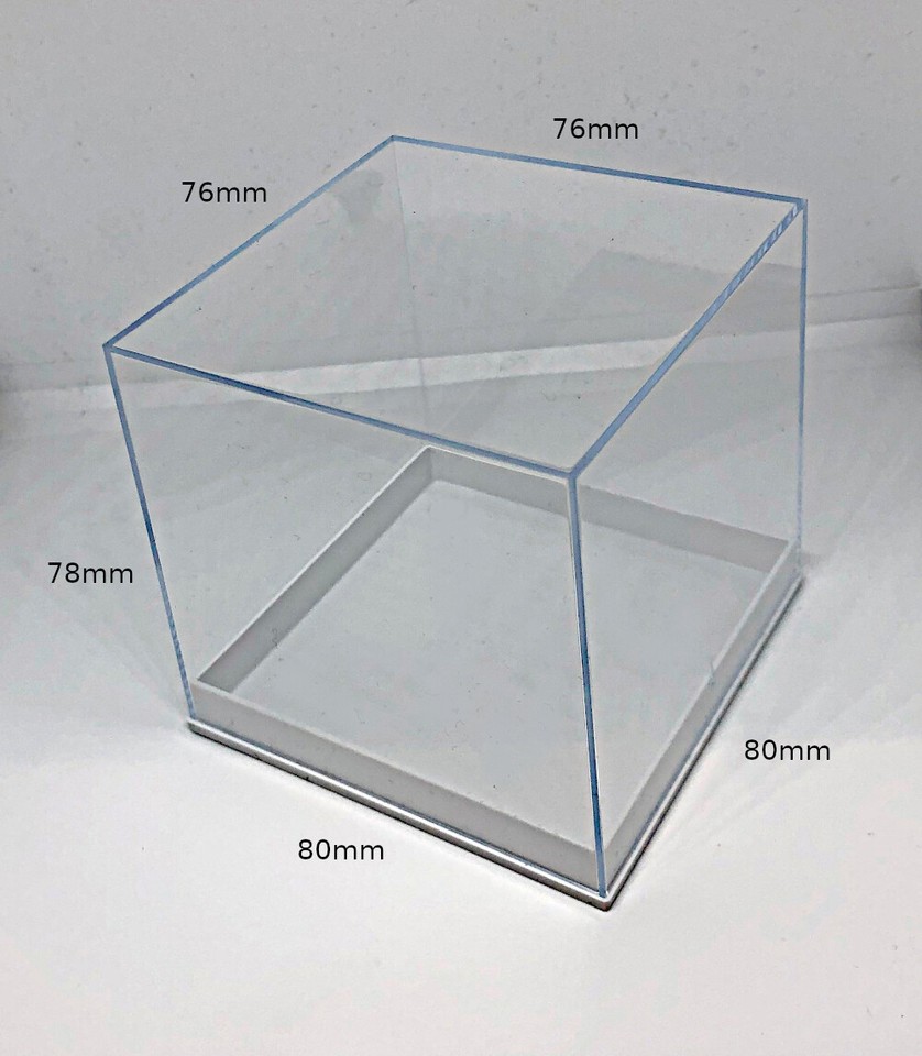 CLEAR DISPLAY CUBE BOX 80mm 3in Acrylic BOX Perspex PLASTIC RETAIL SHOW ...