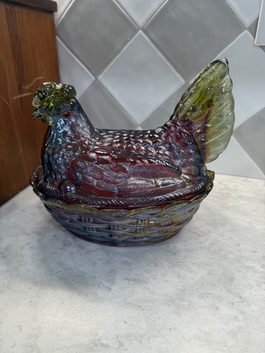 Vintage Amberina Large Red Hen On Nest Dish Split Tail | eBay