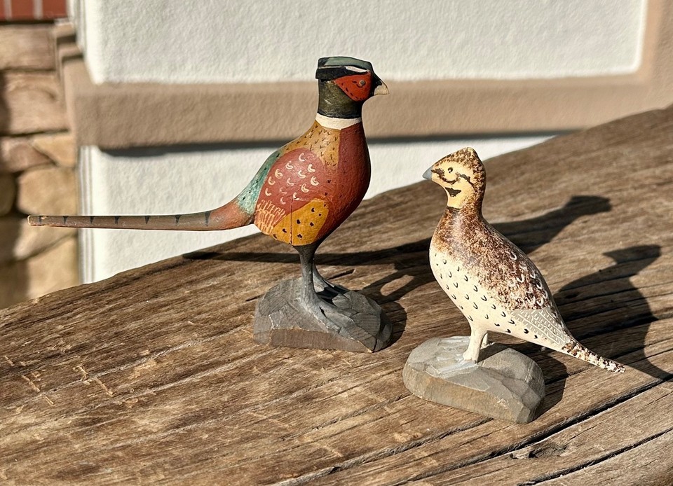 2 Vintage Decoy Carving Artist Carver Thomas Hansen Valley ND Pheasant ...