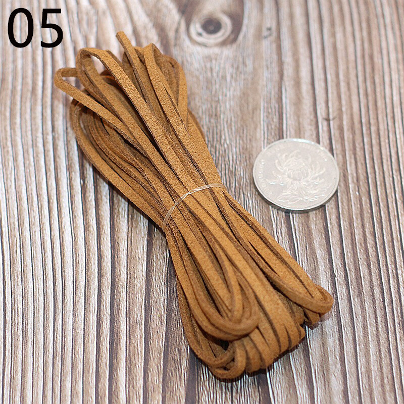 5M 3mm Leather Flat Cord Thong Rope DIY Jewelry Necklace Making String ...