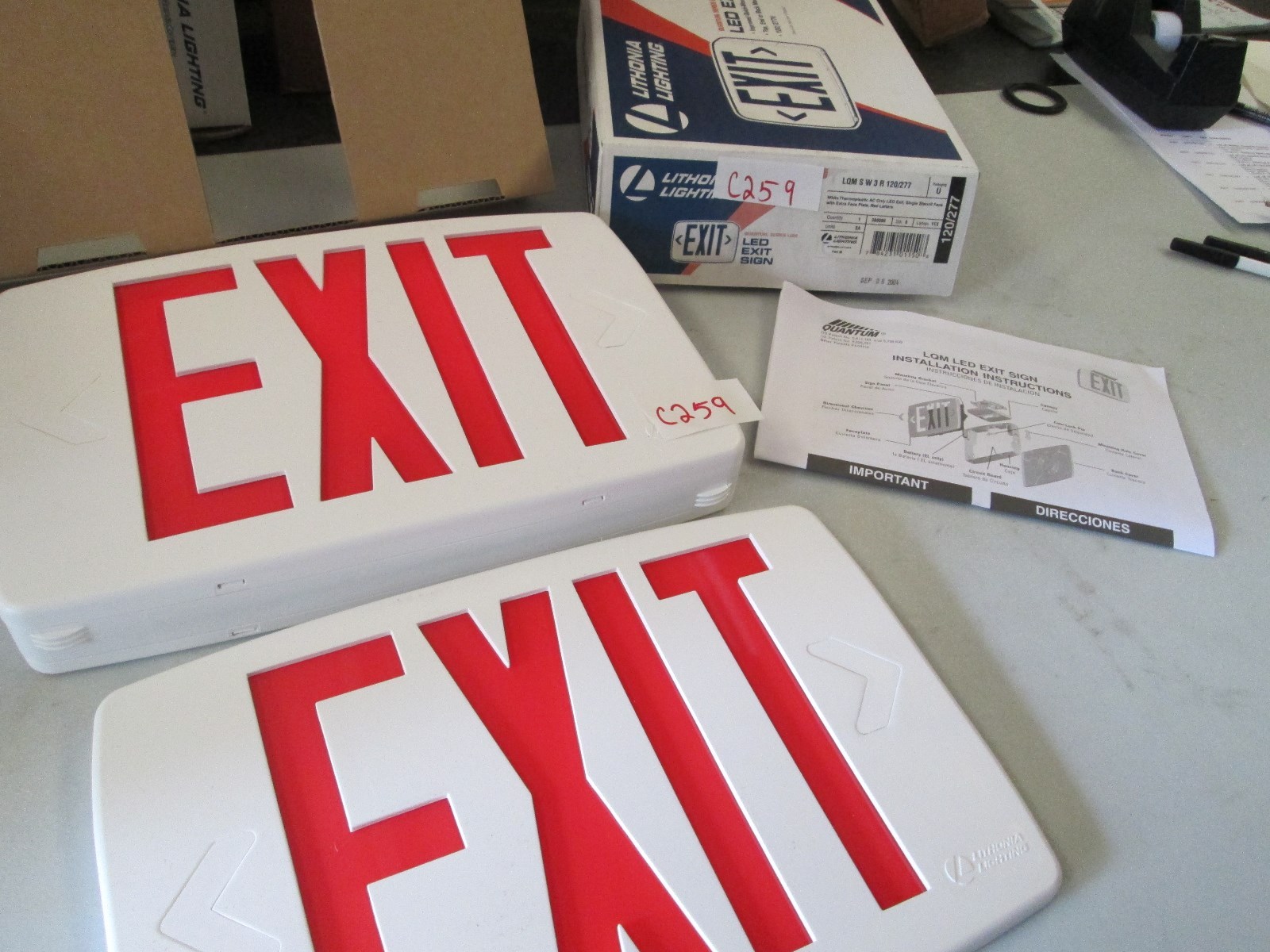 Lithonia LED Exit Sign #LQM S W 3 R 120/277V White With Red Letters ...