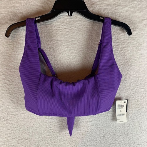 Bar III Women's Micro Rib Sling Bandeau Purple Bikini Swim Top Size L ...