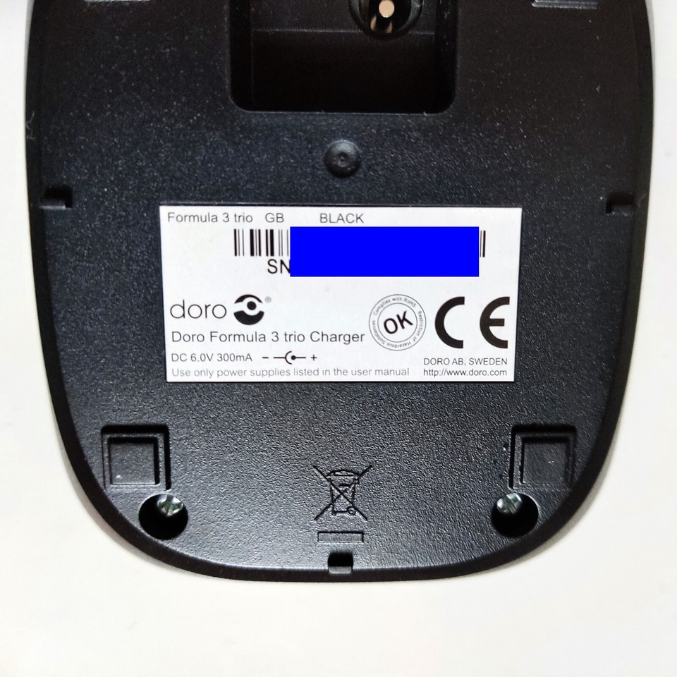 Doro Formula 3 Ext Charge Stand & AC Power Plug ONLY S004LB0600030 6V ...