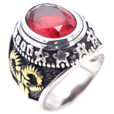 Vintage Red CZ God Eye Satan Ram Masonic Ring Stainless Steel Retro ...