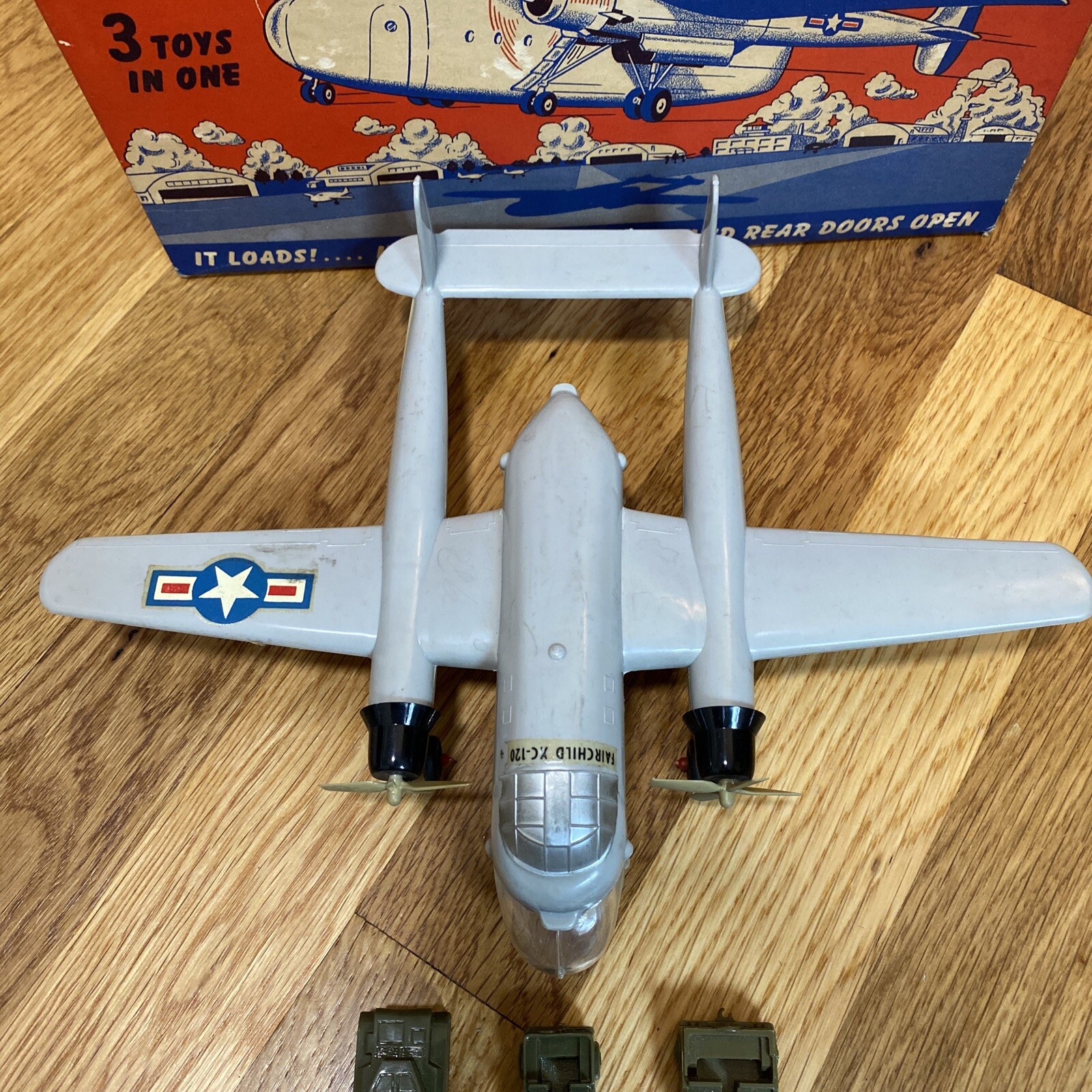 1950’s Swadar Fairchild XC-120 Plastic Pack-Plane with Original Box! | eBay