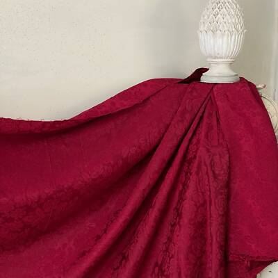 Red elegant silk rayon damask French fabric antique Vintage Floral ...