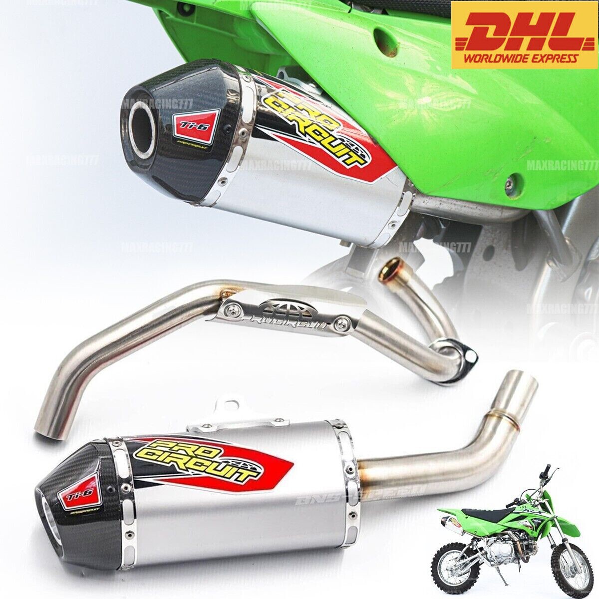 SET FULL SYSTEM EXHAUST MUFFLER RACING CARBON PIPE FOR KAWASAKI KLX110R ...
