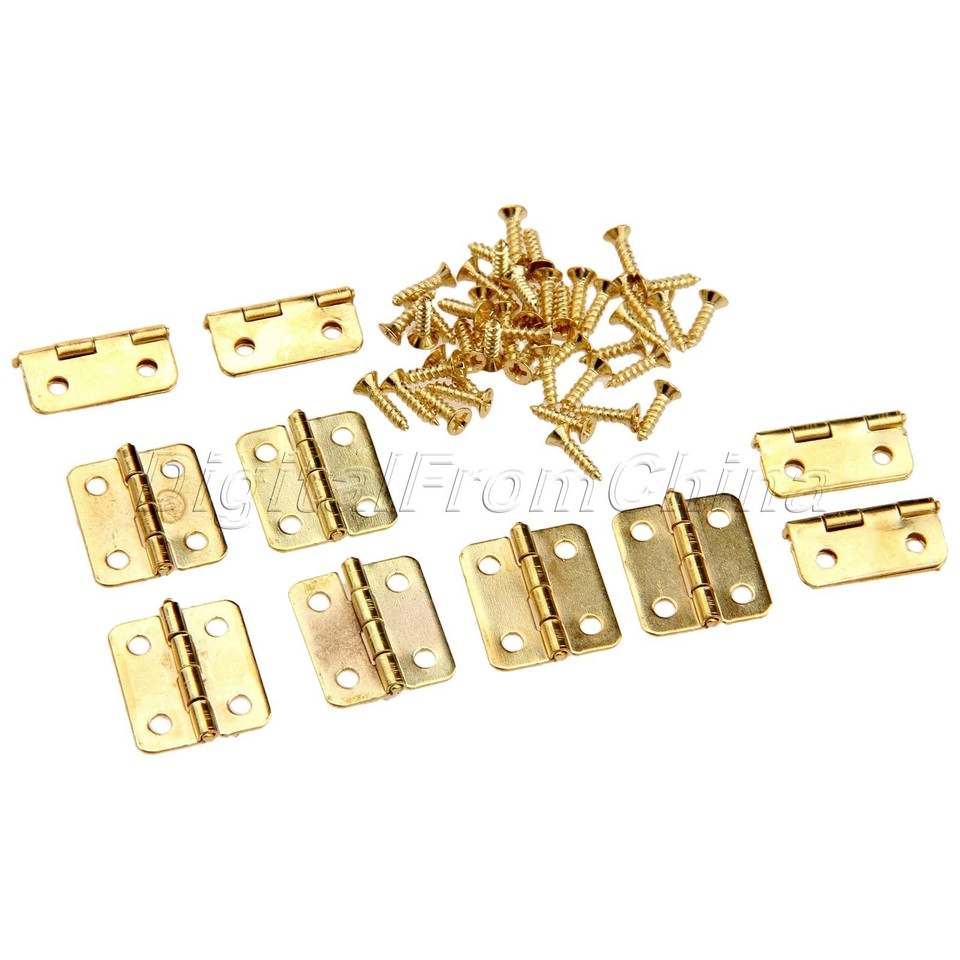 50X Small Mini Decorative Jewelry Box Case Hinges Brushed Brass0.71"*0. ...