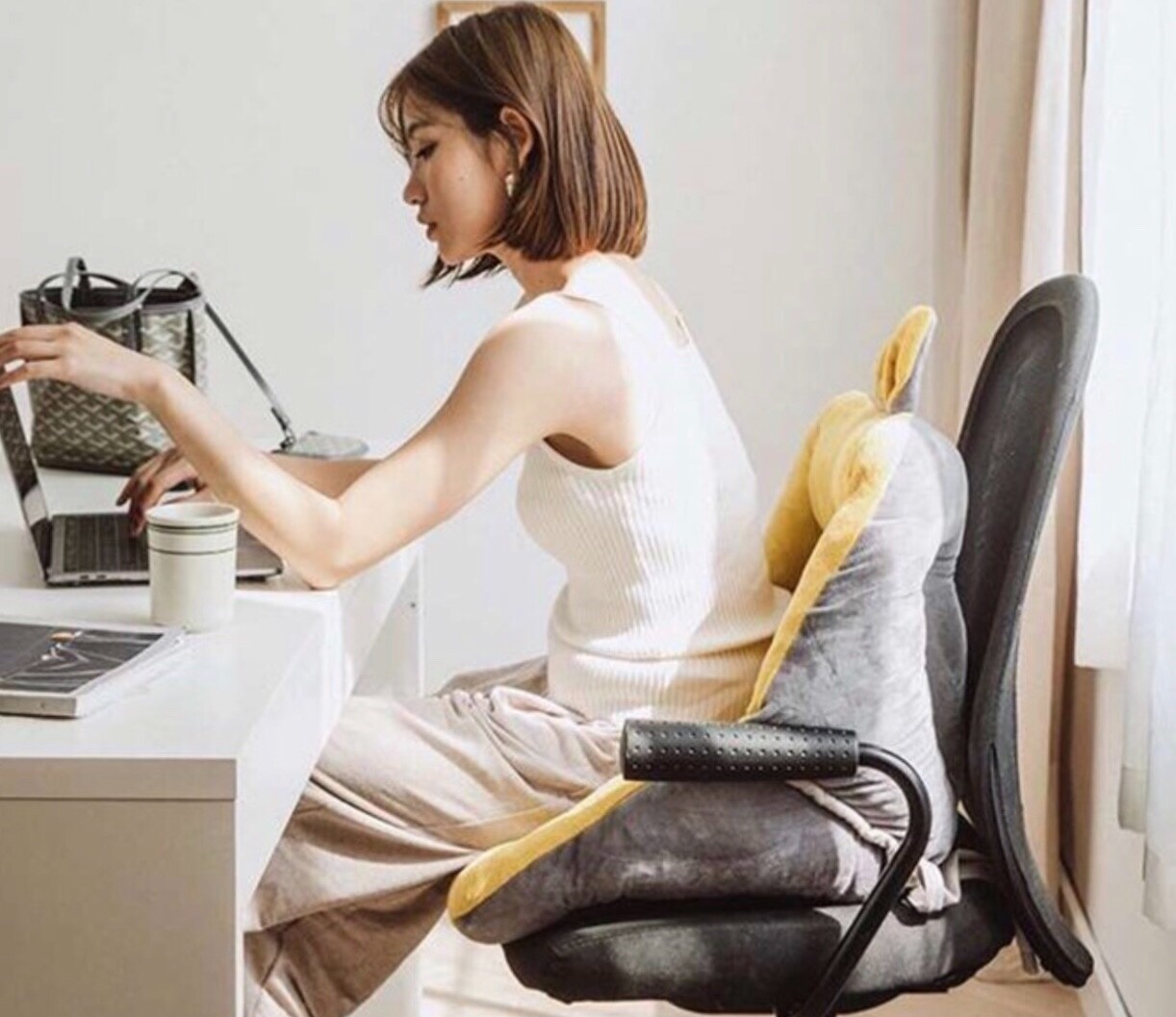 NEW Soft Rabbit Ear Chair Cushion Seat Pad Back Support Car Office Home ...