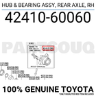 4241060060 Genuine Toyota HUB & BEARING ASSY, REAR AXLE, RH 42410-60060 ...