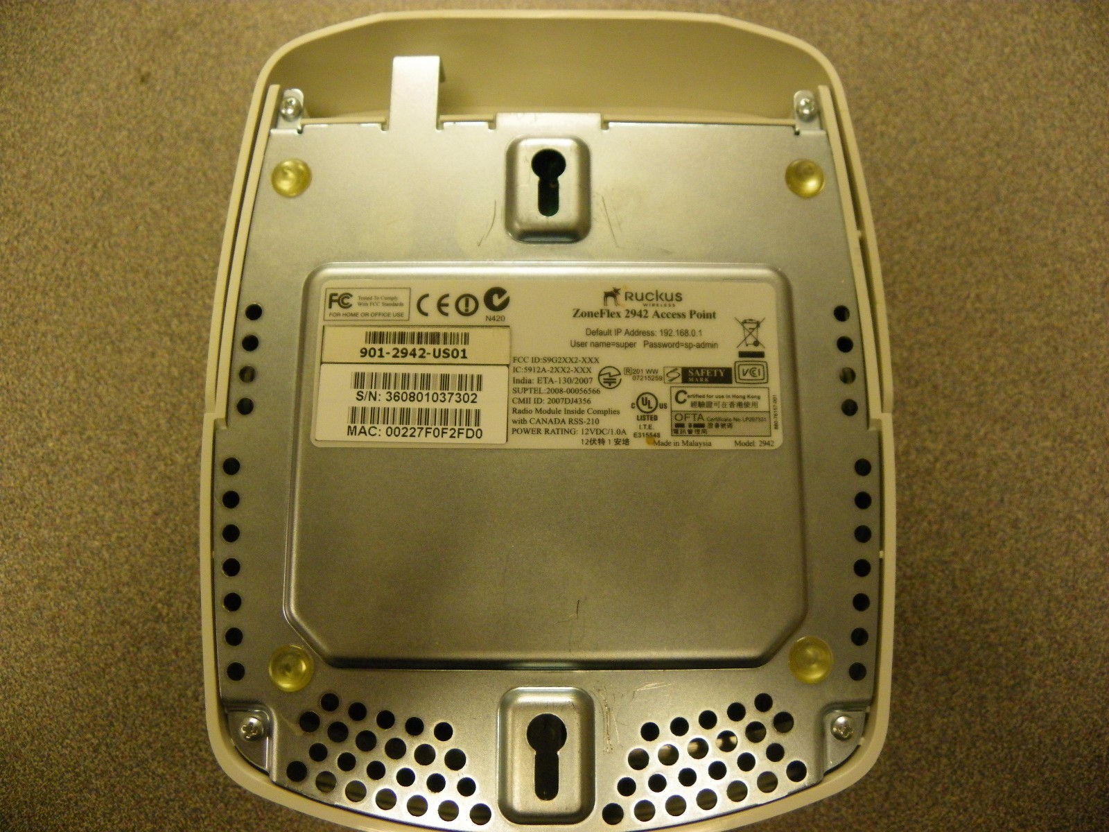 Ruckus ZoneFlex 2942 Smart Multimedia Wireless Access Point for sale ...