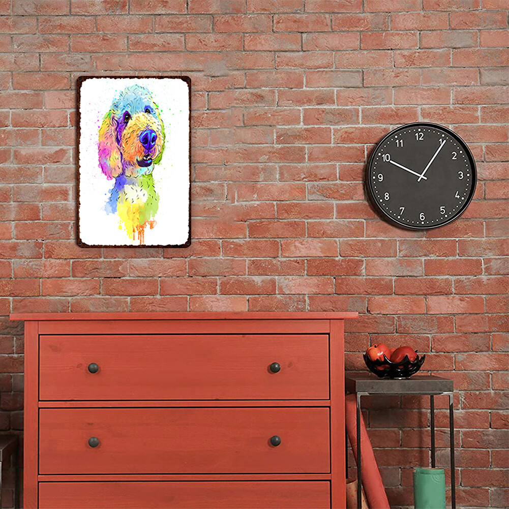 Rectangular Tin Drawing Rainbow Dog Metal Plate Painting for Home ...