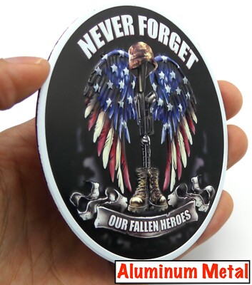 ALUMINUM VETERAN Fallen Heroes Stickers Military Decals Car Emblem 3.5 ...