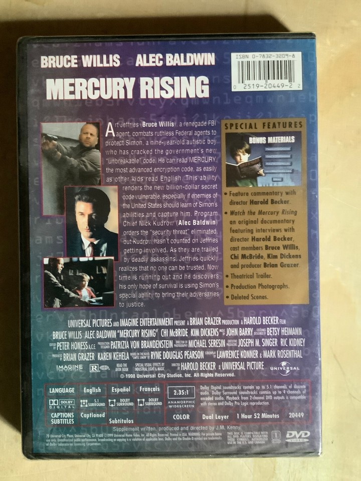 Mercury Rising DVD Bruce Willis NEW/SEALED 25192044922| eBay