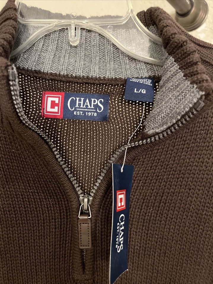 Chap’s Brown Quarter Zip Men’s Size Large - NWT | eBay