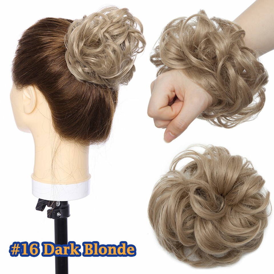 Thick Messy Rose Bun Curly Scrunchie Hair Extensions Natural Updo ...