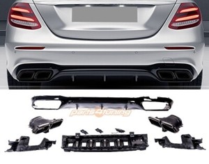 MERCEDES BENZ E-CLASS W213 2016+ BUMPER DIFFUSER EXHAUST GLOSS BLACK ...