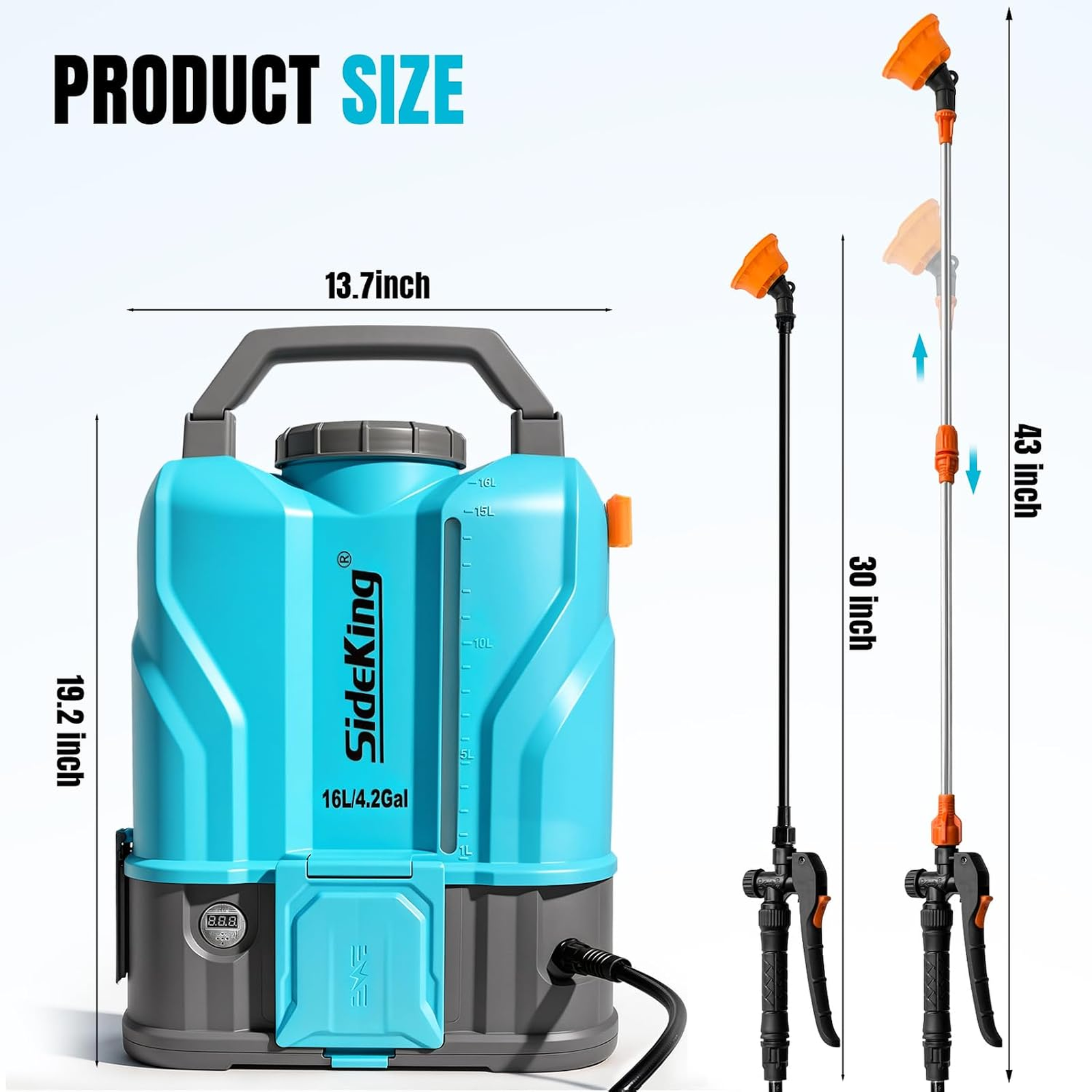 4.2 Gallon Battery Powered Backpack Sprayer, 120 PSI Powerful Electric ...