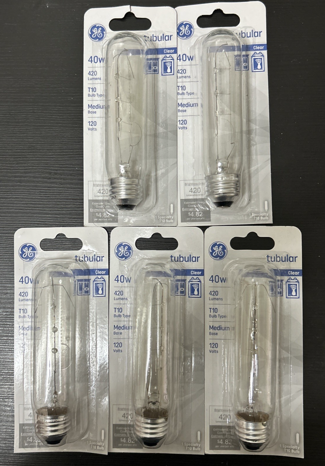 1 Pack GE 45514 Specialty T10 40w Clear Tubular Appliance Light Bulb ...