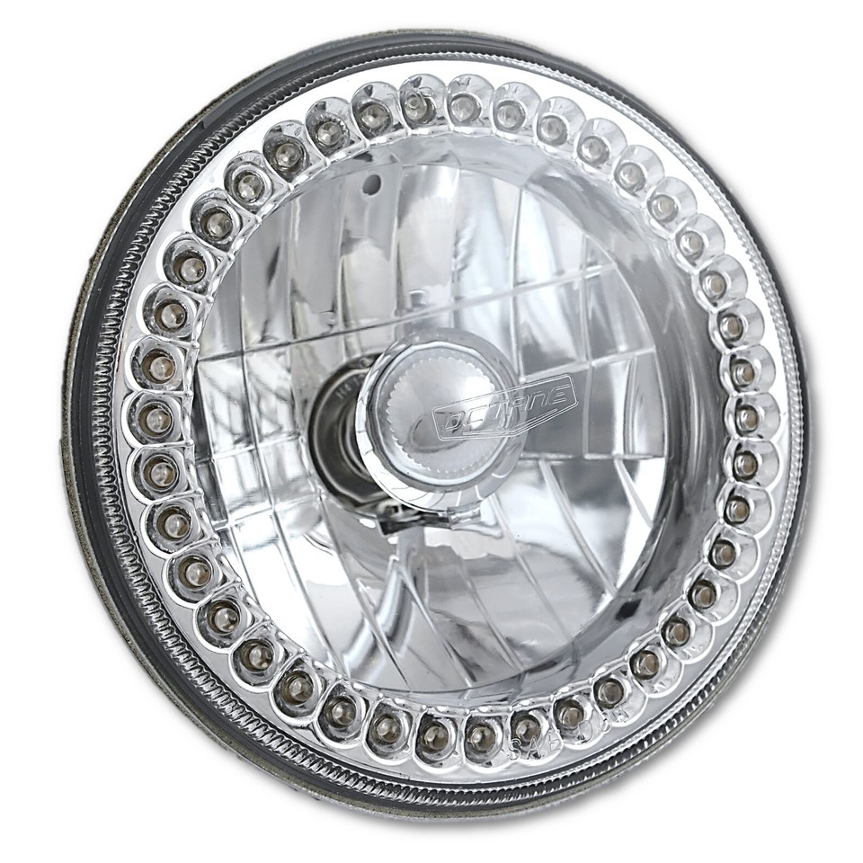 7" Halogen Red LED Halo Ring Angel Eyes Headlight Headlamp Light Bulbs ...