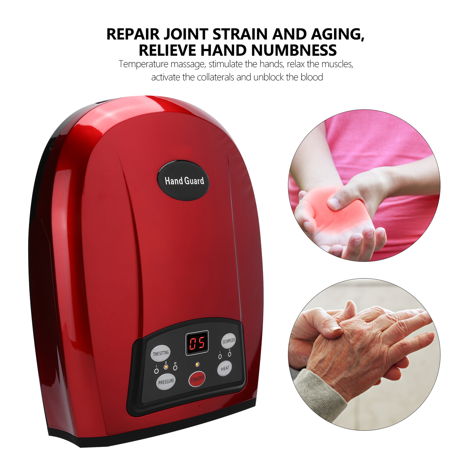 Electric Hand Massager Acupoint Point Fatigue Soreness Heat Palm ...